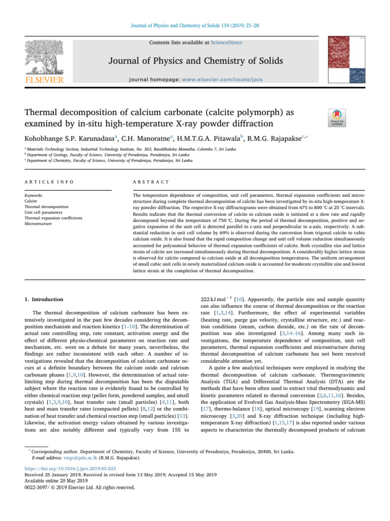 Thermal Decomposition of Calcite | PDF | Crystal Structure | X Ray ...
