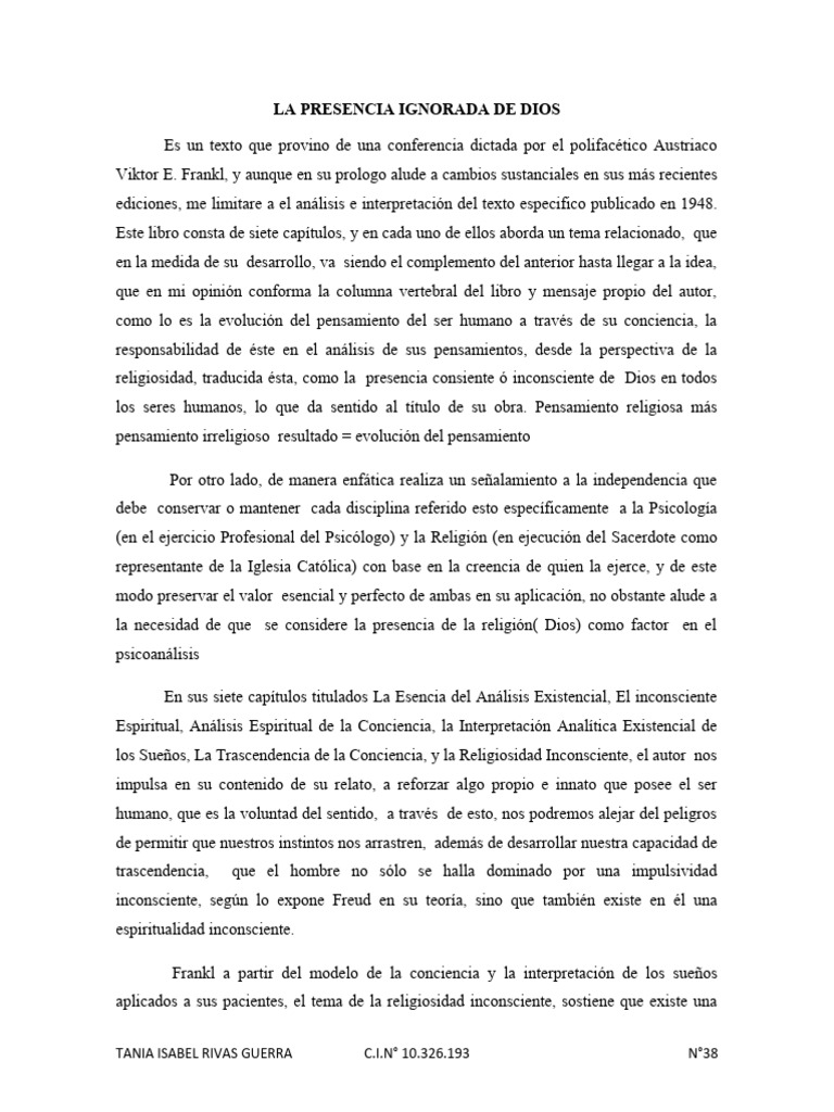 La Presencia Ignorada de Dios en Psicoterapia | PDF | Mente ...