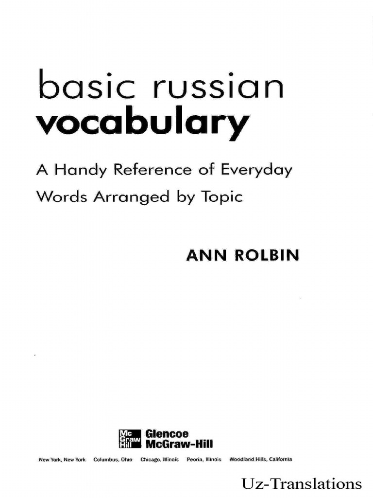 Basic Russian Vocabulary A Handy Reference of Everyday Words Arranged ...