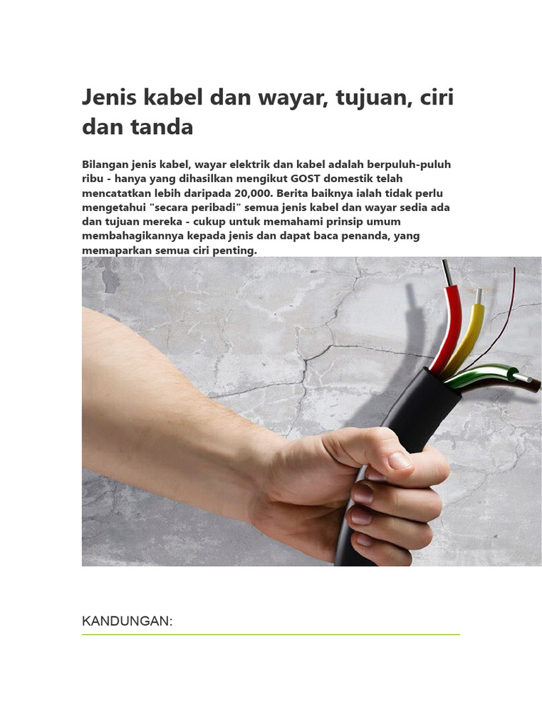 Jenis Kabel Dan Wayar | PDF