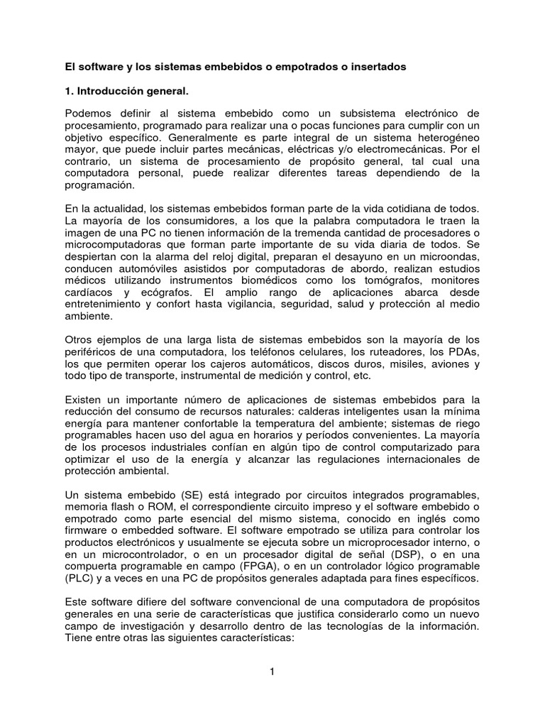 Sistemas Embebidos: Definición y Aplicaciones | PDF | Software ...