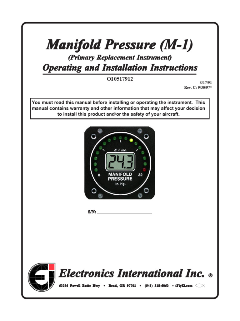 EI Manifold Pressure Manual | PDF | Electrical Connector | Light Emitting Diode