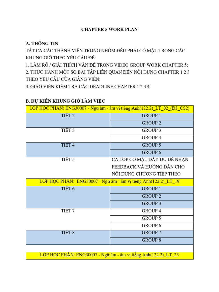 Chapter 5 Work Plan | PDF