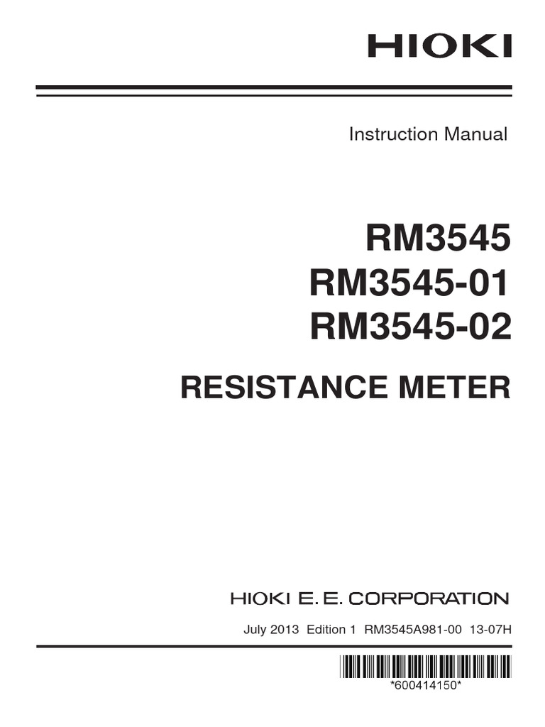Hioki-Rm3545 Manual 248276 | PDF | Electrical Connector | Switch