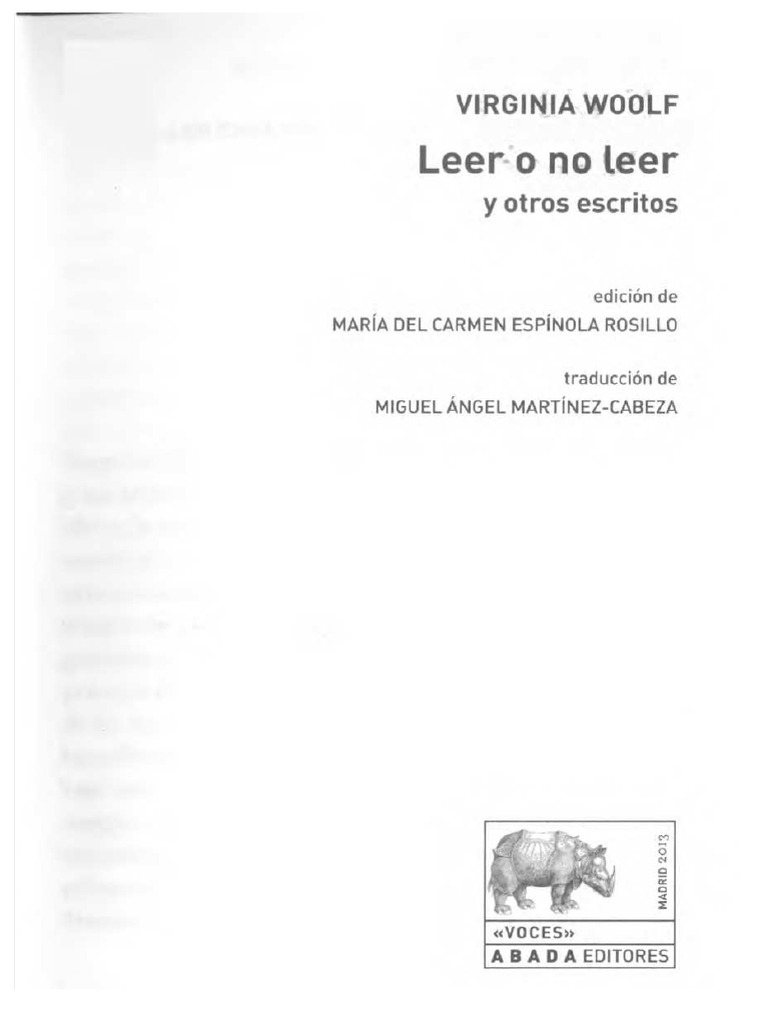 Leer o No Leer - Virginia Woolf | PDF | Escritores