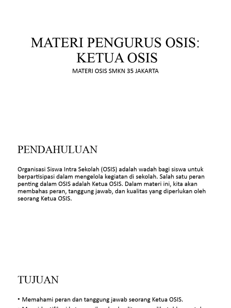 Peran dan Tanggung Jawab Ketua OSIS | PDF | Karier & Perkembangan