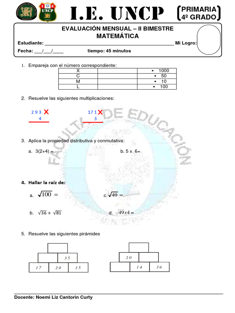 Examen Mensual Del Segundo Bimestre Pdf Fonética Voz Humana