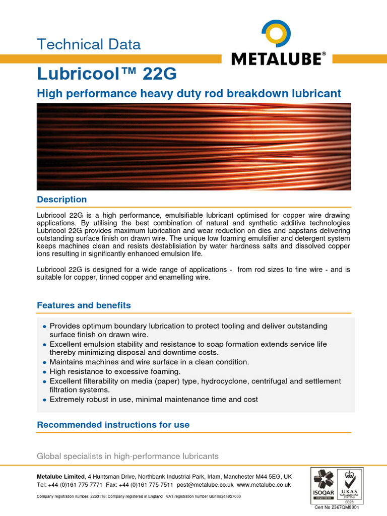 Lubricool-22G Mantap | PDF | Emulsion | Lubricant