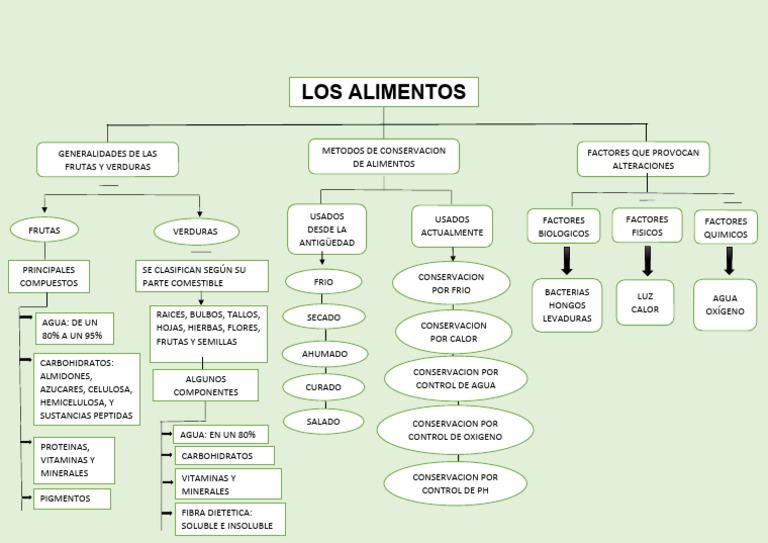 Mapa Conceptual de Alimentos y Conservación | PDF | Alimentos ...