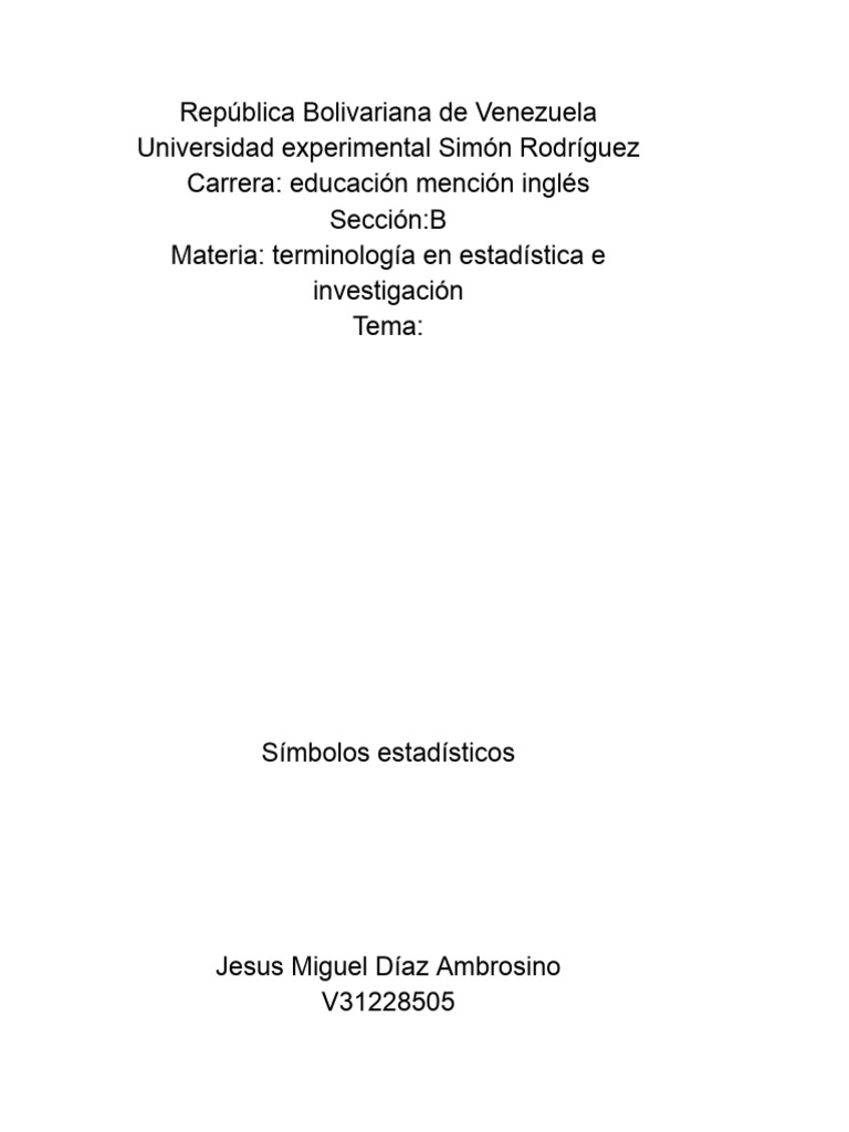 Símbolos Estadísticos | PDF | Estadísticas | Muestreo (Estadísticas)