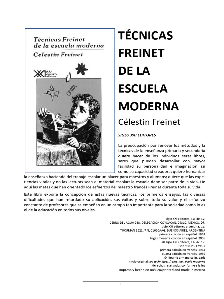 5 Celestin Freinet (Técnicas.freinet.de.La.escuela.moderna) | PDF ...