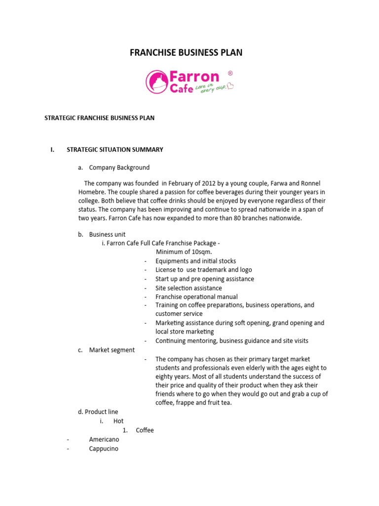 FRANCHISE BUSINESS PLAN Rewrite | Download Free PDF | Target Audience ...