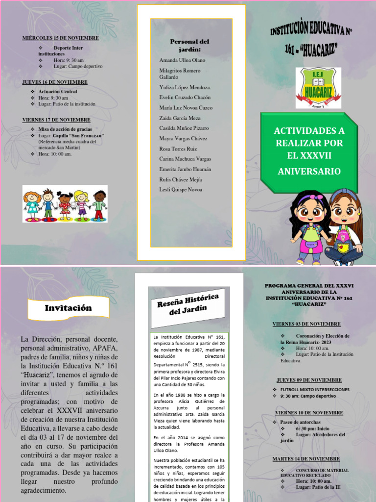 TRIPTICO Aniversario | PDF