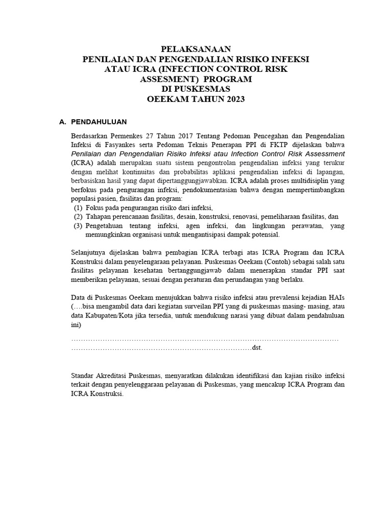 Pelaksanaan ICRA Program Puskesmas | PDF