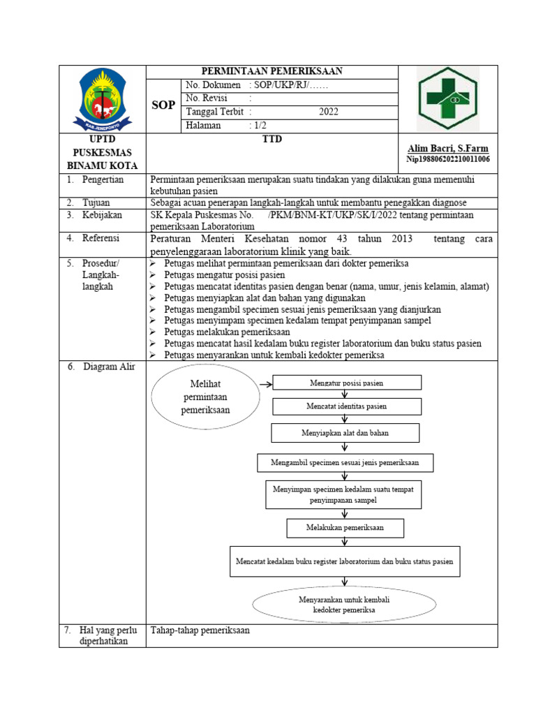 8.1.2.1b Sop Permintaan, Penerimaan, Pengambilan Dan Penyimpanan-1 ...