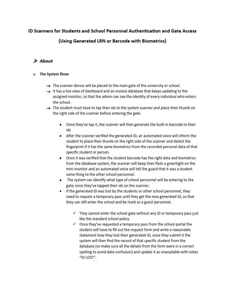 Id Authentication Scanner Platform Pdf Biometrics Image Scanner