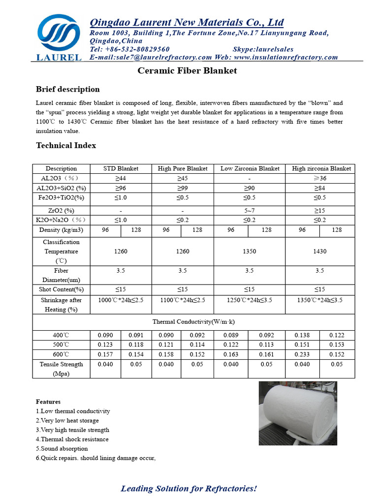 Ceramic Fiber Blanket | PDF | Fibers | Zirconium Dioxide