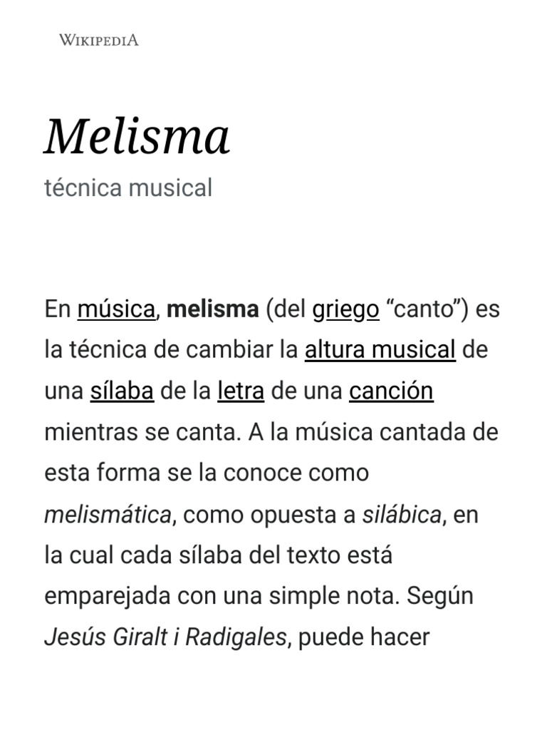 Técnica musical del melisma en canto | PDF | Tecnicas musicales ...