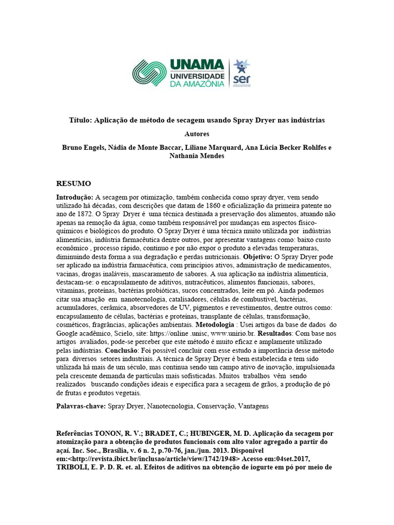 Resumo Secagem | PDF | Farmacêutico | Química