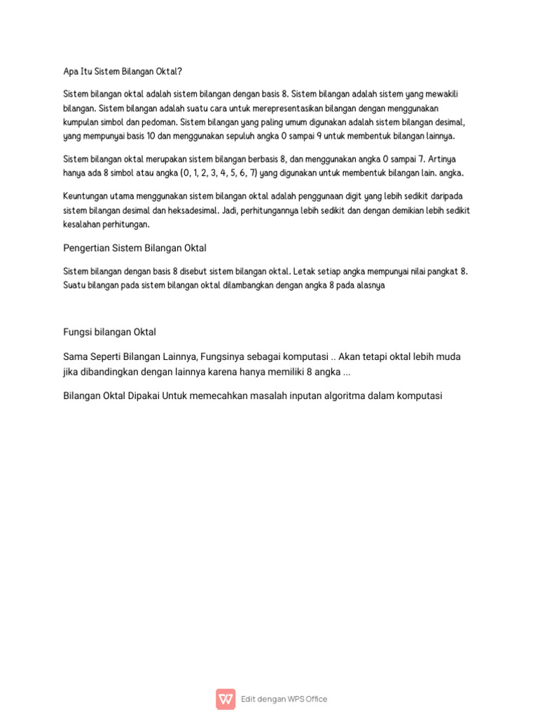 Pengertian Sistem Bilangan Oktal | PDF | Komputer
