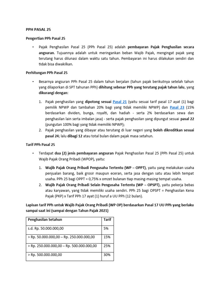 PPH PASAL 25 WORD | PDF