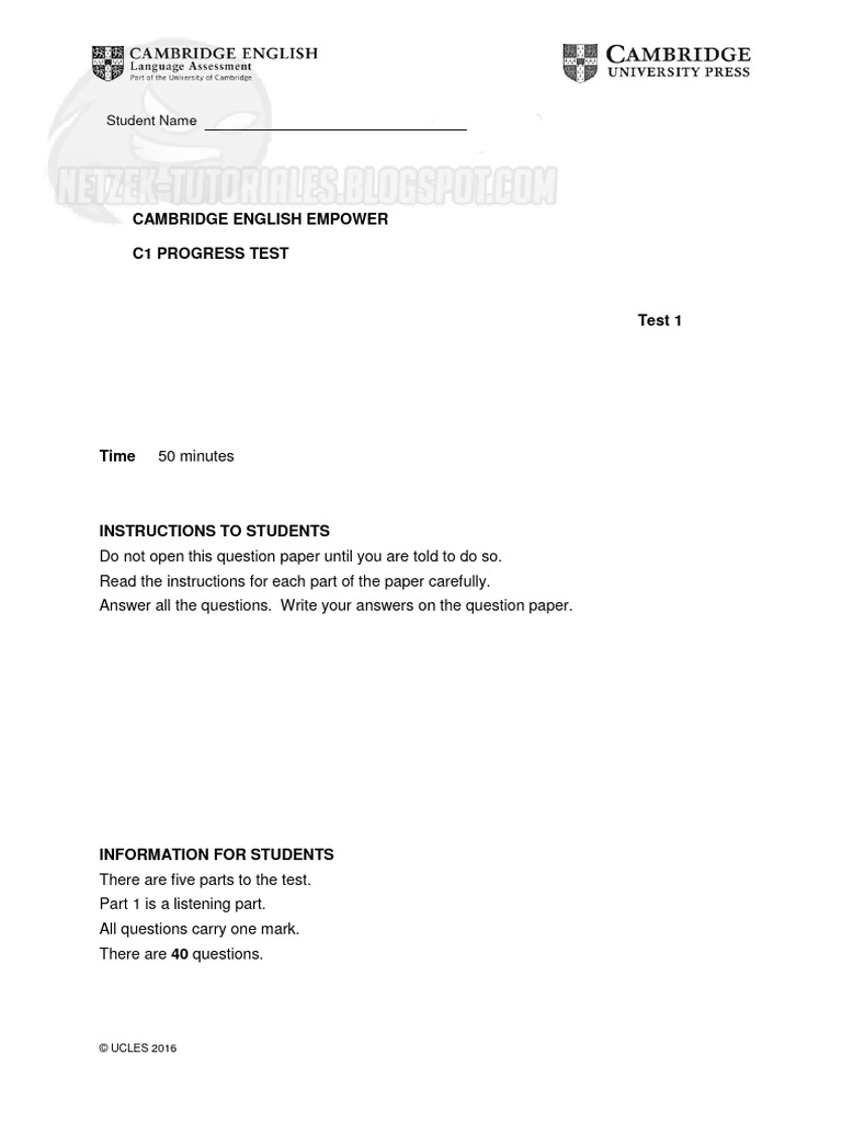 C1 Progress Test Overview | PDF | English Language | Word