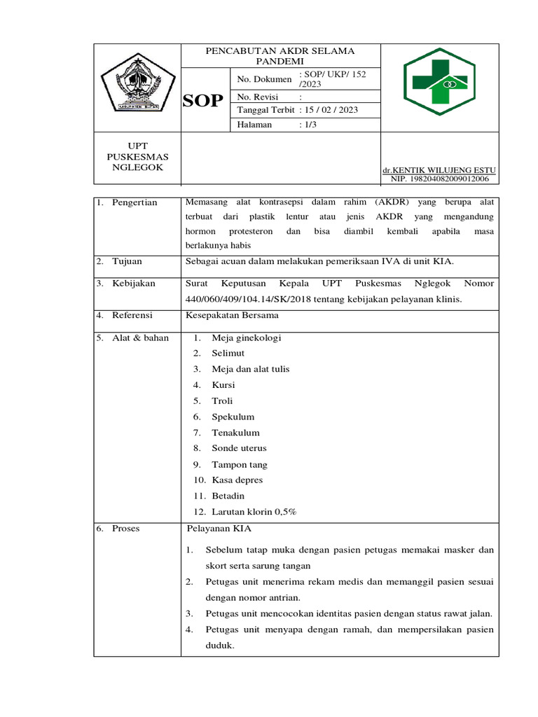 Sop Pencabutan Akdr | PDF