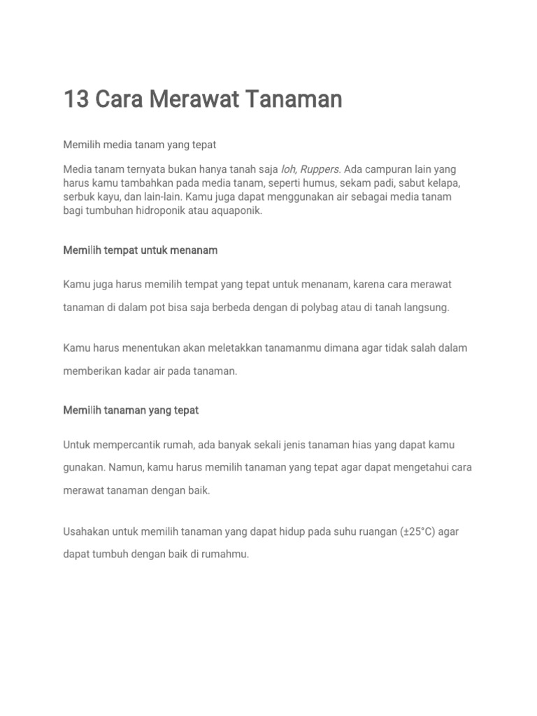 13 Cara Merawat Tanaman | PDF | Griya & Taman