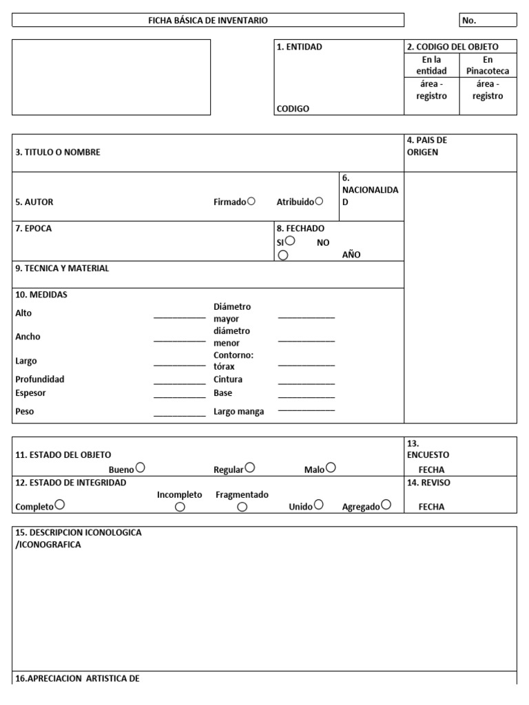 Ficha Básica Conservacion Obra | PDF