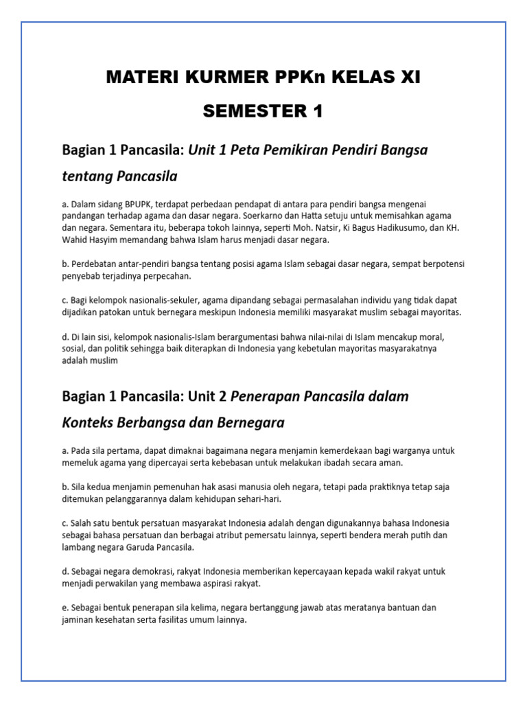 Materi Kurmer PPKN Kelas Xi Sem 1 | PDF