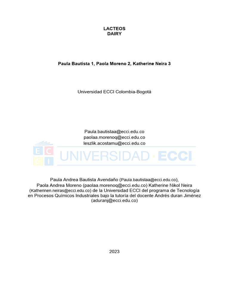 Proyecto Balance | PDF | Leche | Productos lácteos