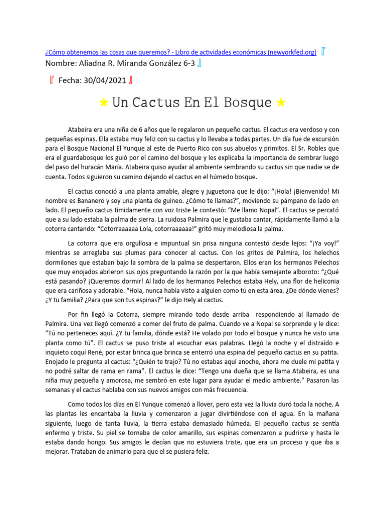 Cuento Un Captus en Un Bosque | PDF