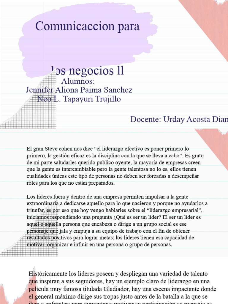 Neo y Jennifer Discurso de Comunicacion | PDF | Liderazgo | Planificación Neo y Jennifer Discurso de Comunicacion | PDF | Liderazgo | Planificación