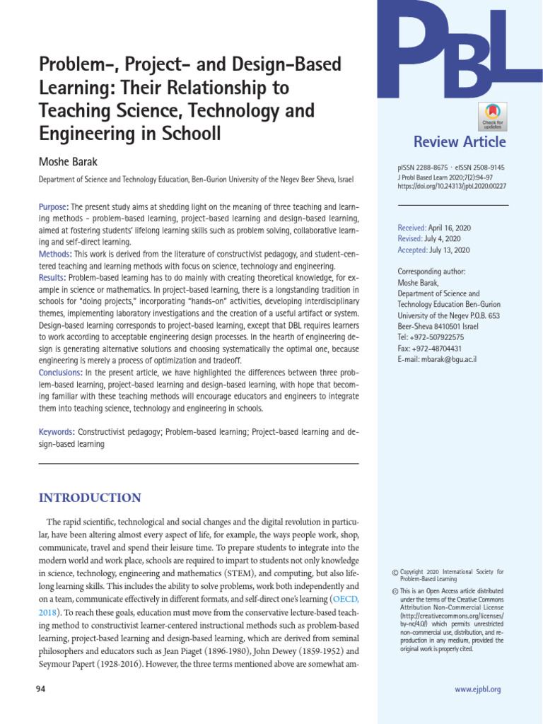 Problem - Project - and Design-Based Learning Their | PDF ...