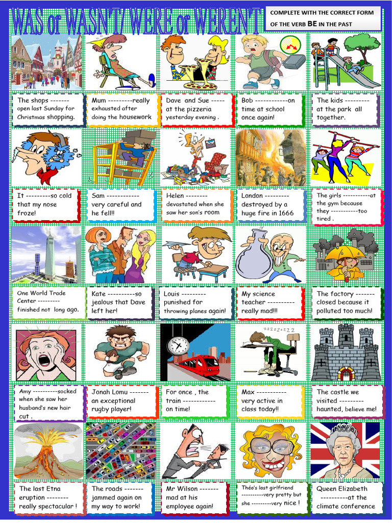 Was Wasnt Were Werent Grammar Drills Picture Description Exercises ...