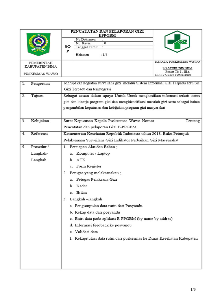 SOP FORMAT Pencatatan Dan Pelaporan | PDF
