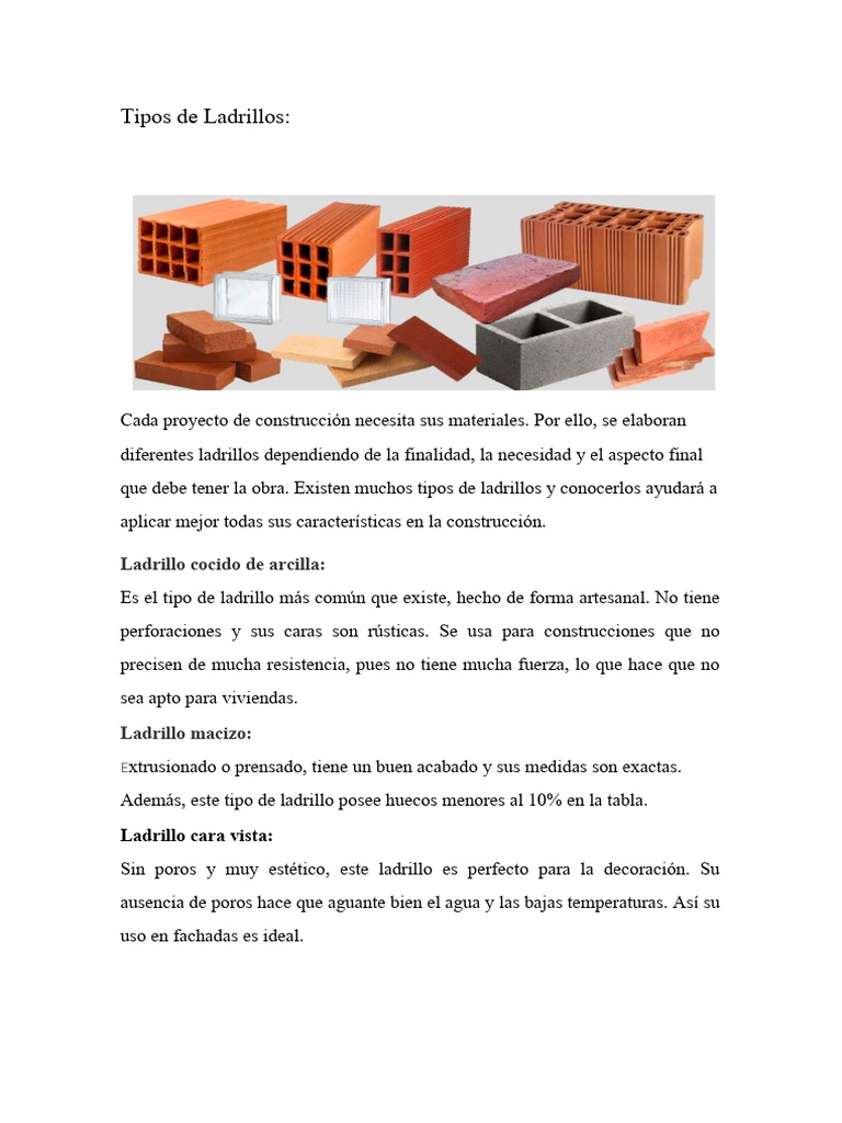 Tipos de Ladrillos | PDF