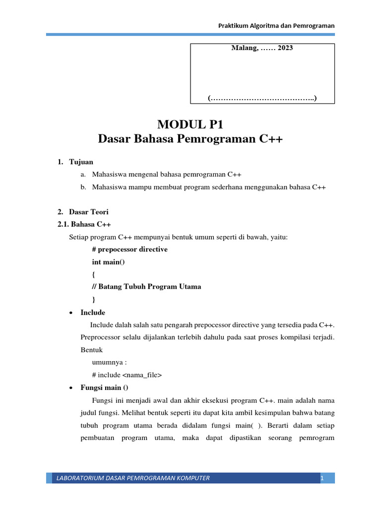 Modul P1 Algoritma Dan Pemrograman | PDF