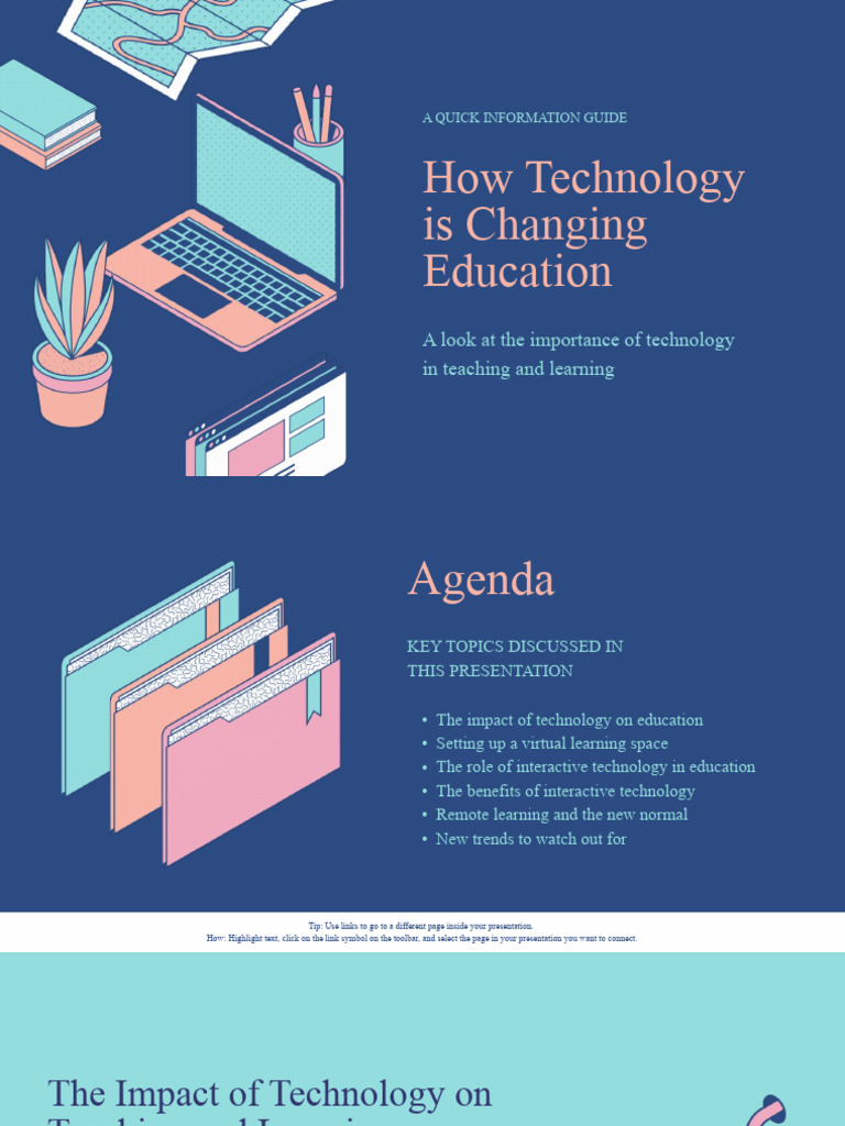 Technology in Education Technology Presentation in Blue Peach ...