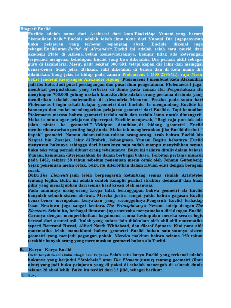 Biografi Euclid 1 (1) | PDF