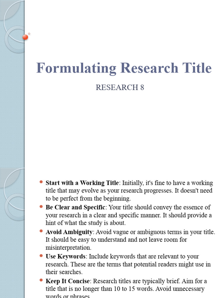 Formulating Research Title | PDF | Jargon | Ambiguity