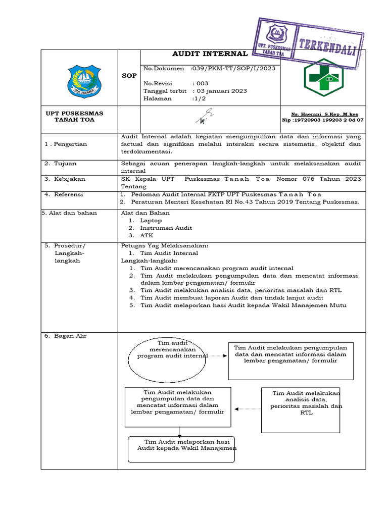 Sop Audit Internal PDF | PDF