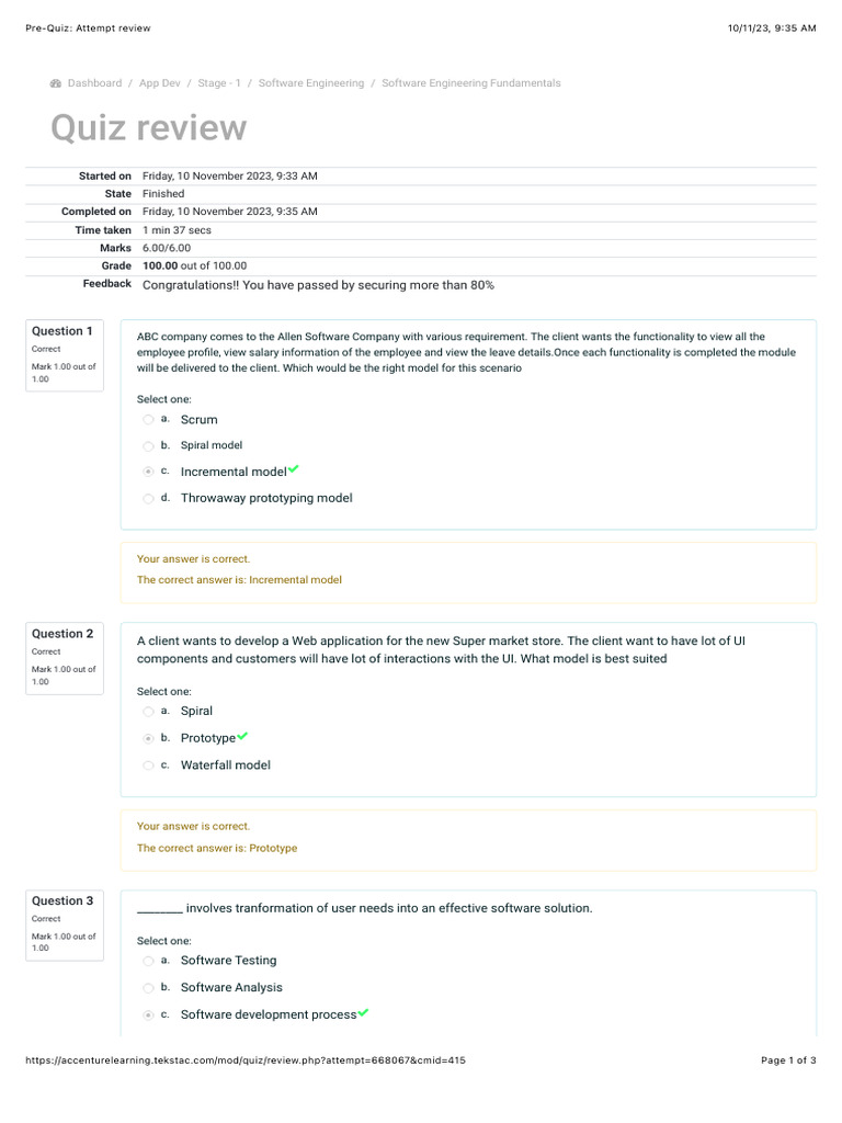 Pre-Quiz: Attempt review | PDF | Software Development Process | Web ... Pre-Quiz: Attempt review | PDF | Software Development Process | Web ...