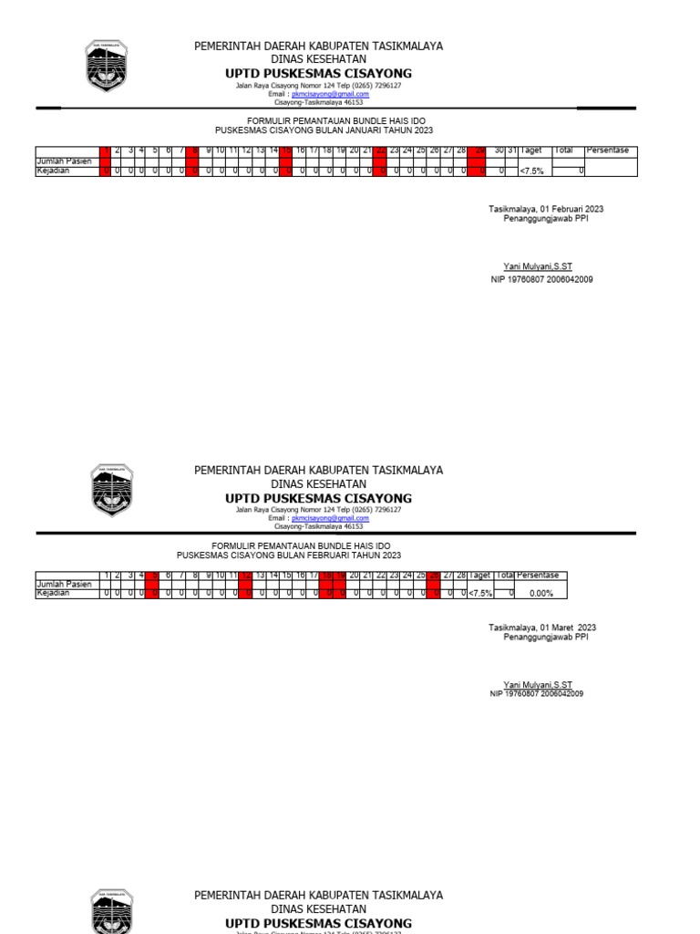 Formulir Pemantauan Bundle Hais Ido | PDF