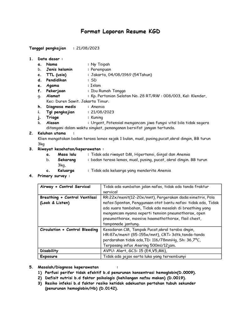 FIX - Format Laporan Resume KGD | PDF