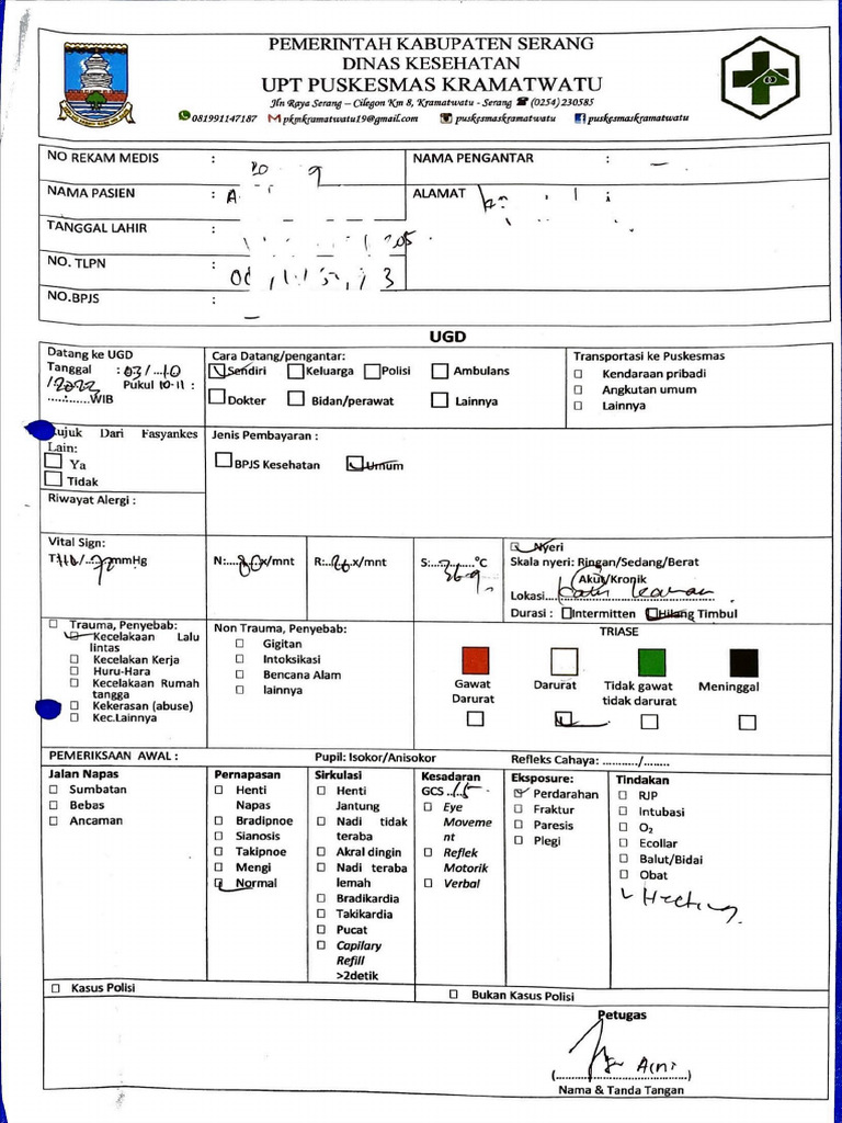Rekam Medis Pasien UGD Dan Tindakan | PDF