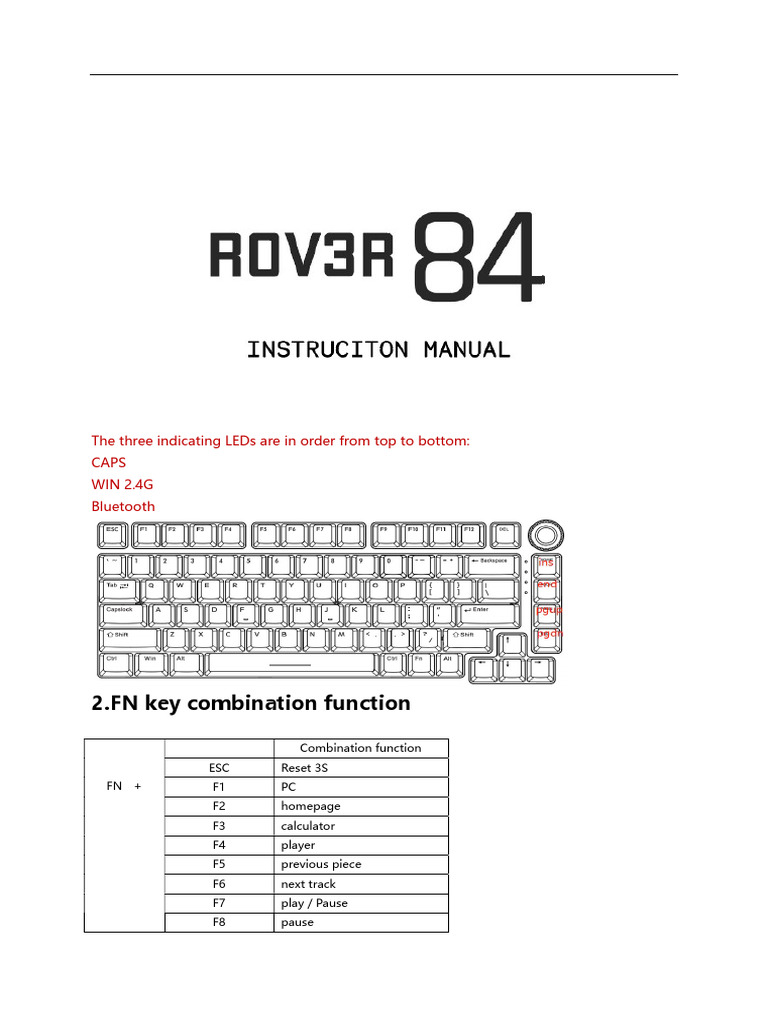 ROVER84 v3 Manual PDF | PDF | Computer Keyboard | Equipment