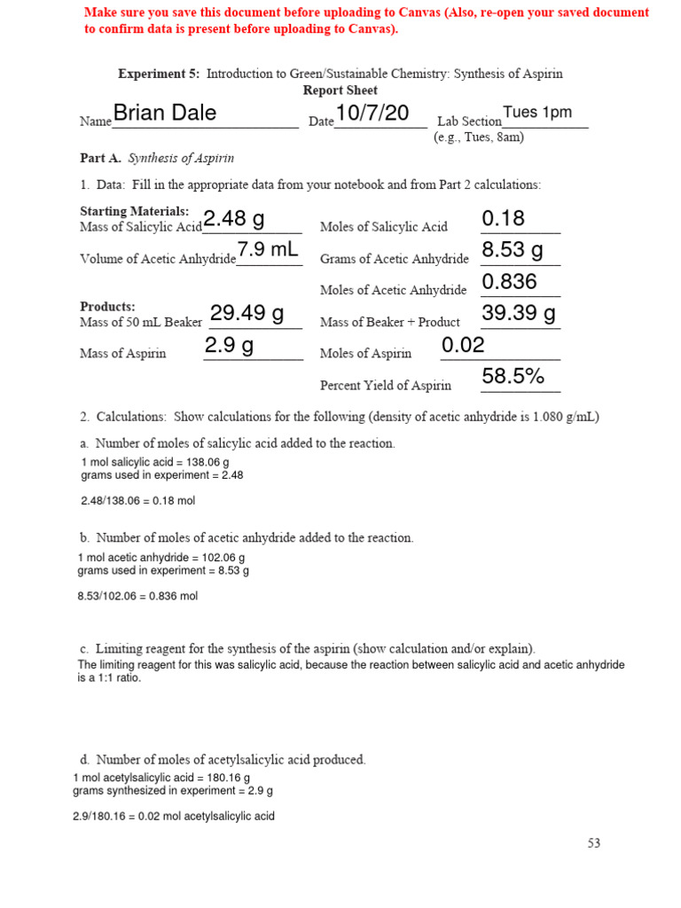 Lab 5 Report | PDF | Aspirin | Materials