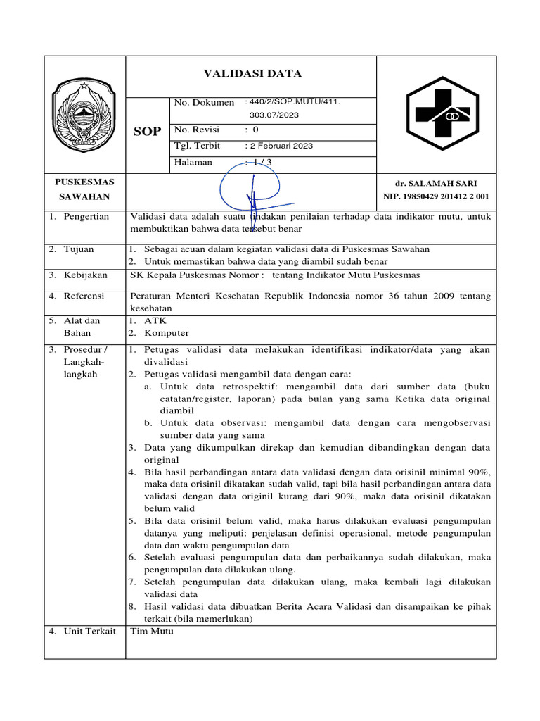 SOP Validasi Data | PDF