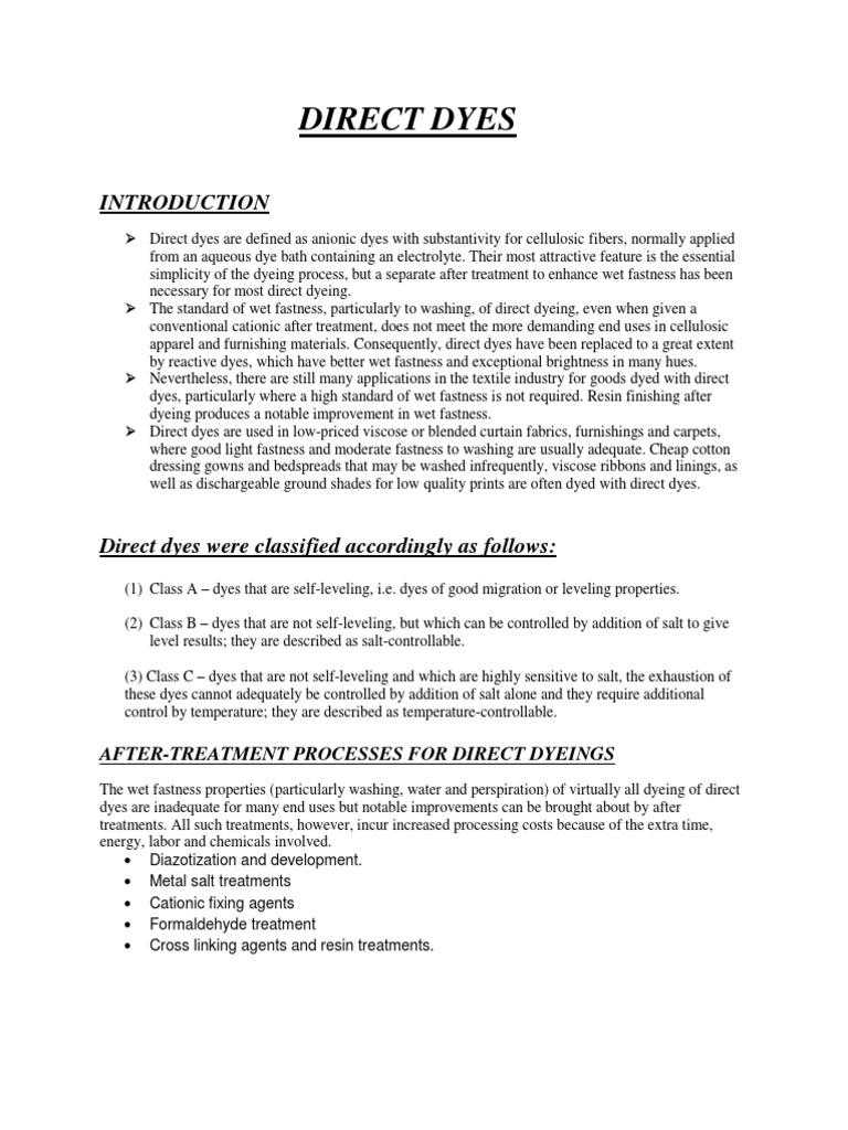Direct Dye | PDF | Dye | Dyeing